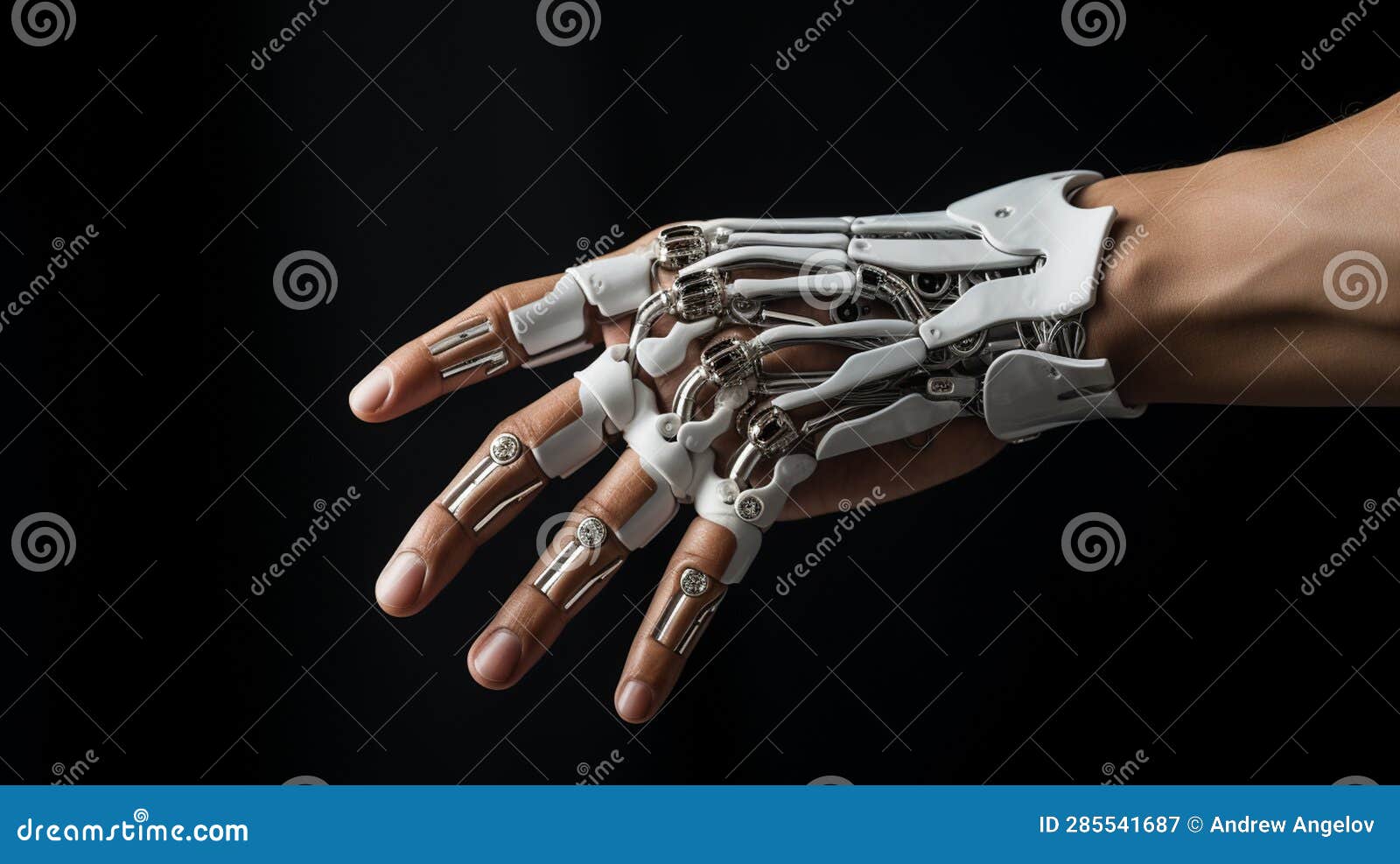 Red Robot Hand Pointing Finger on Dark Background 3D Rendering Stock ...