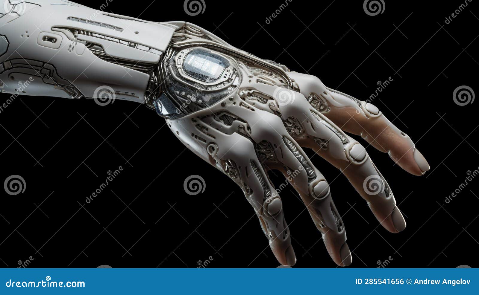 Red Robot Hand Pointing Finger on Dark Background 3D Rendering Stock ...