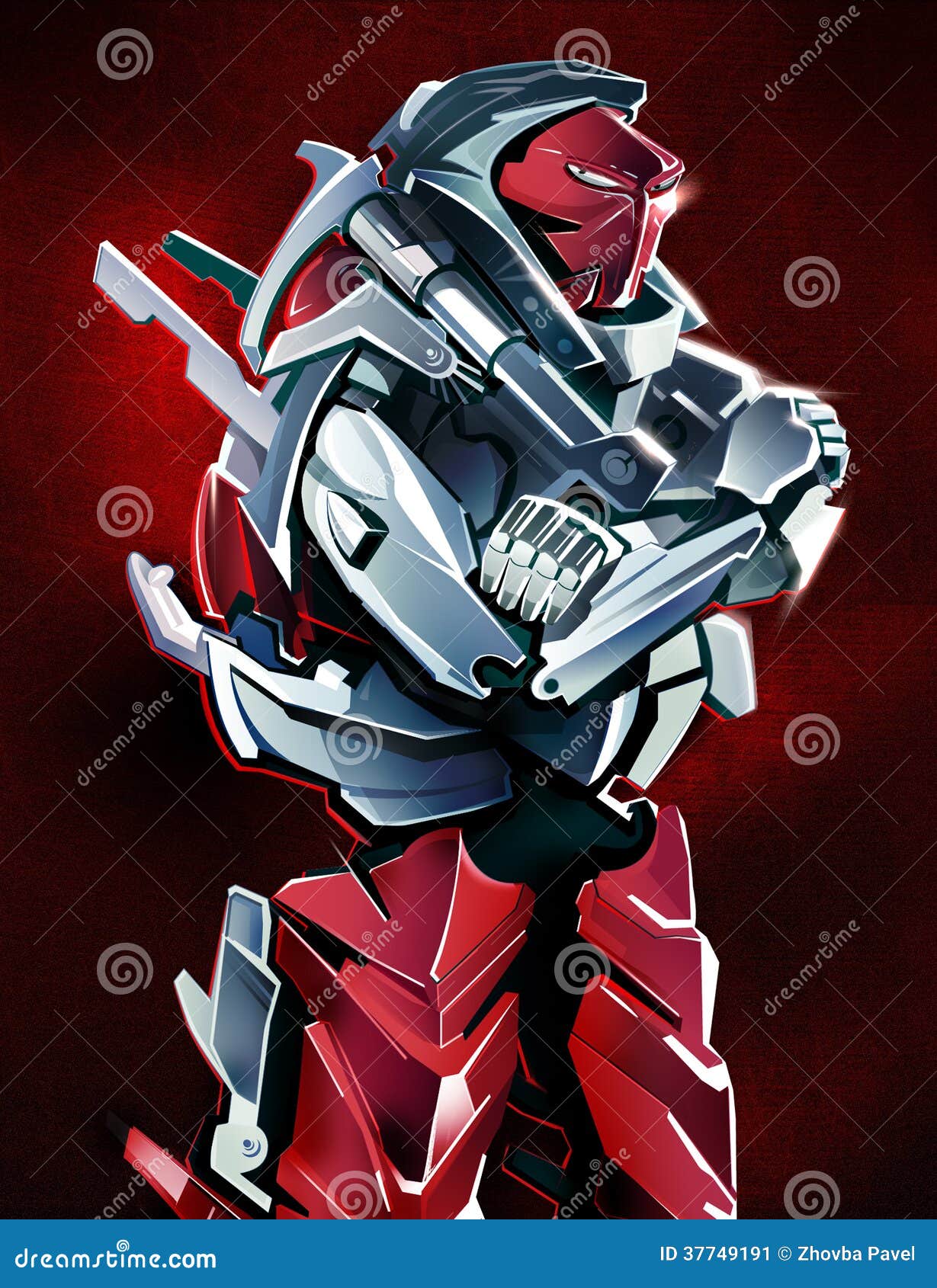 Red robot stock illustration. Illustration of information - 37749191