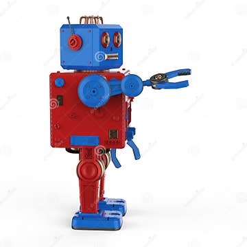 Red robot tin toy stock illustration. Illustration of extend - 150631075
