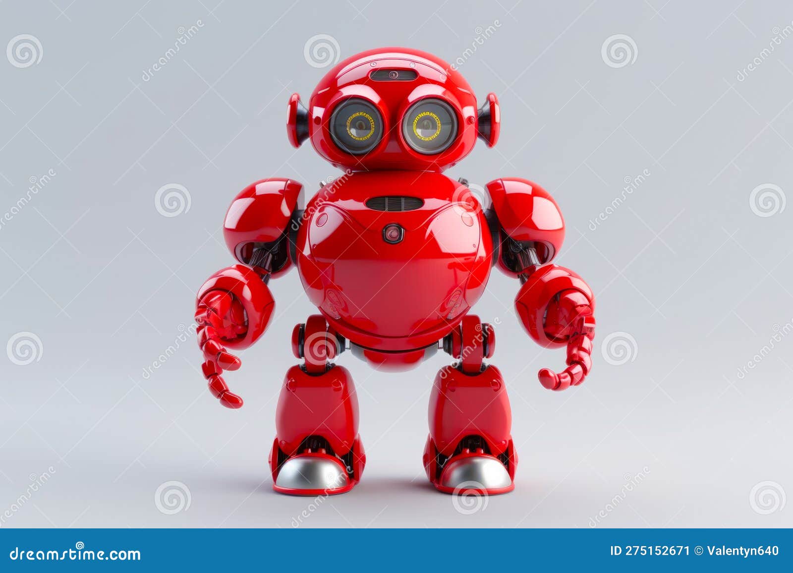 Red Robot with Two Eyes and Head with Light on it. Generative AI Stock ...