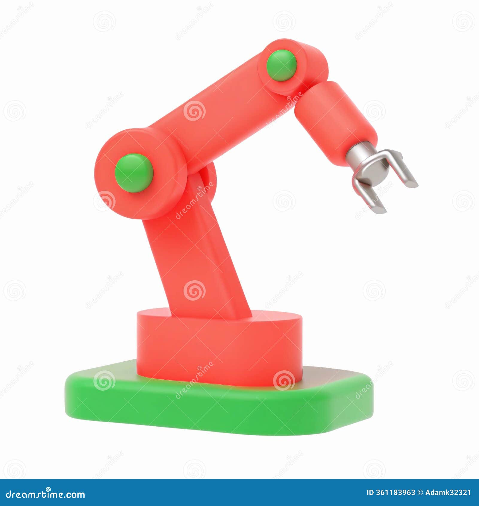 Red Robotic Arm with Green Base and Gripper for Automation and ...