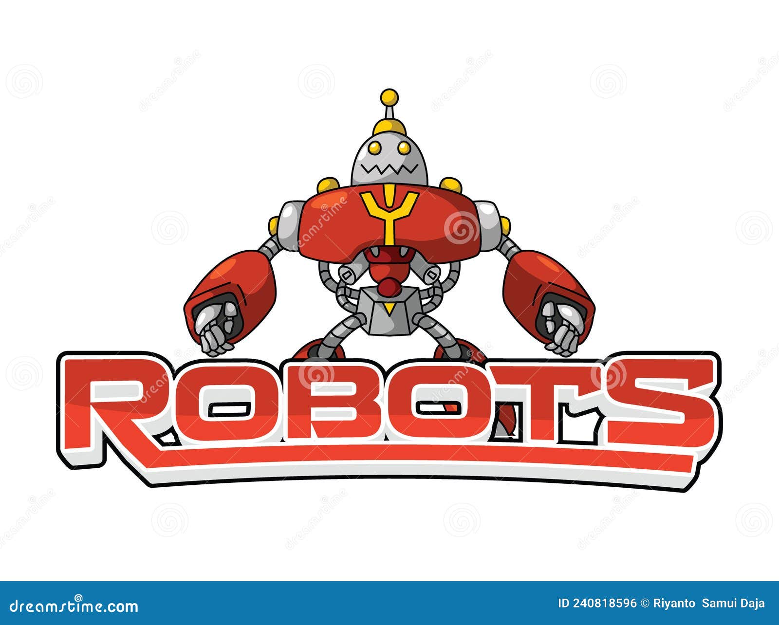 Red Robots Color Logo Illustration Design Stock Vector - Illustration ...