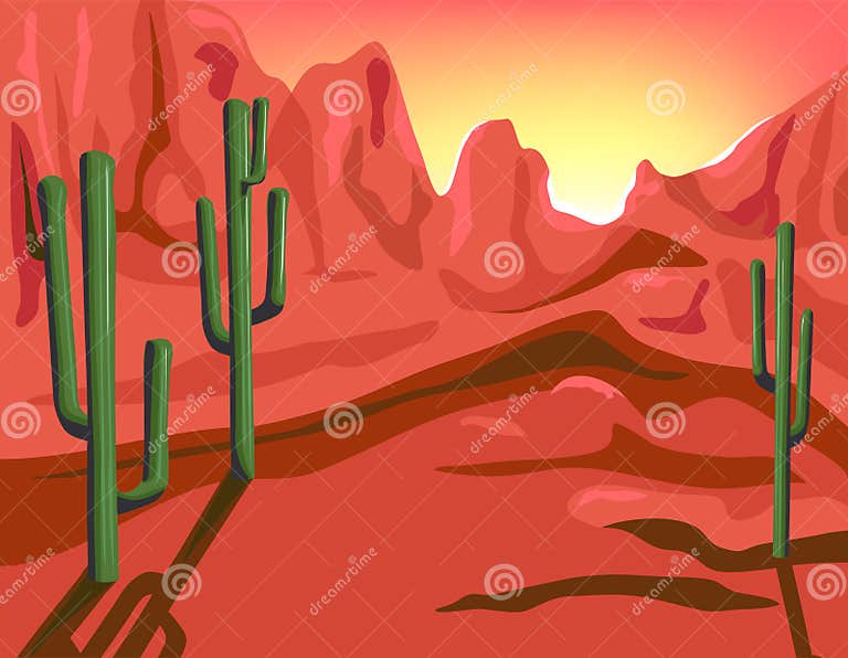 Red Rock stock vector. Illustration of cactus, landscape - 4632811