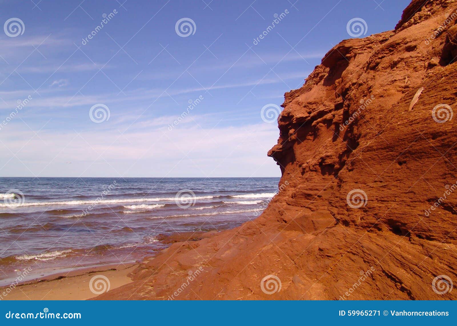 Red rock on the beach stock image. Image of nature, coast - 59965271