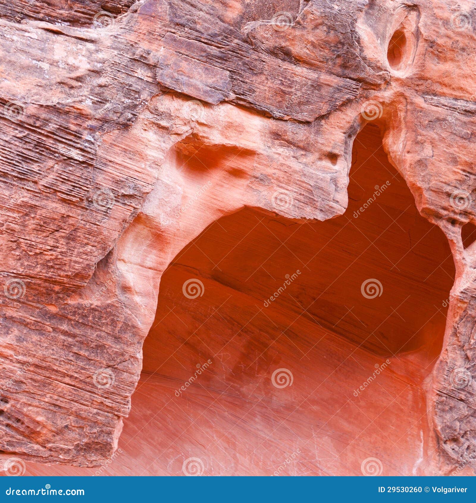 Red Rock Canyon Wall with Cave from Erosion. Stock Photo - Image of ...