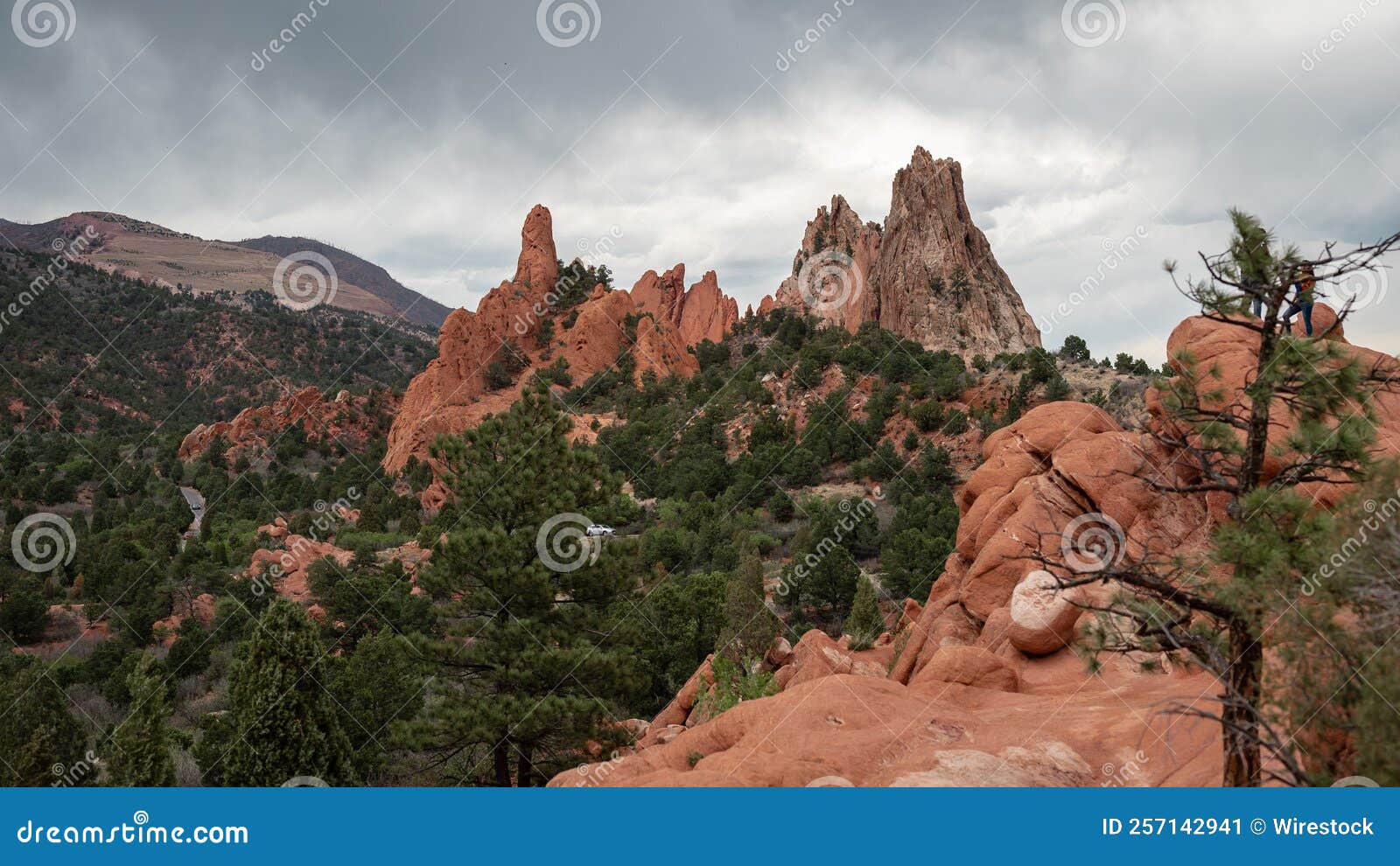 Red Rock Cliff with a Cloudy Blue Sky Stock Image - Image of view, hill ...