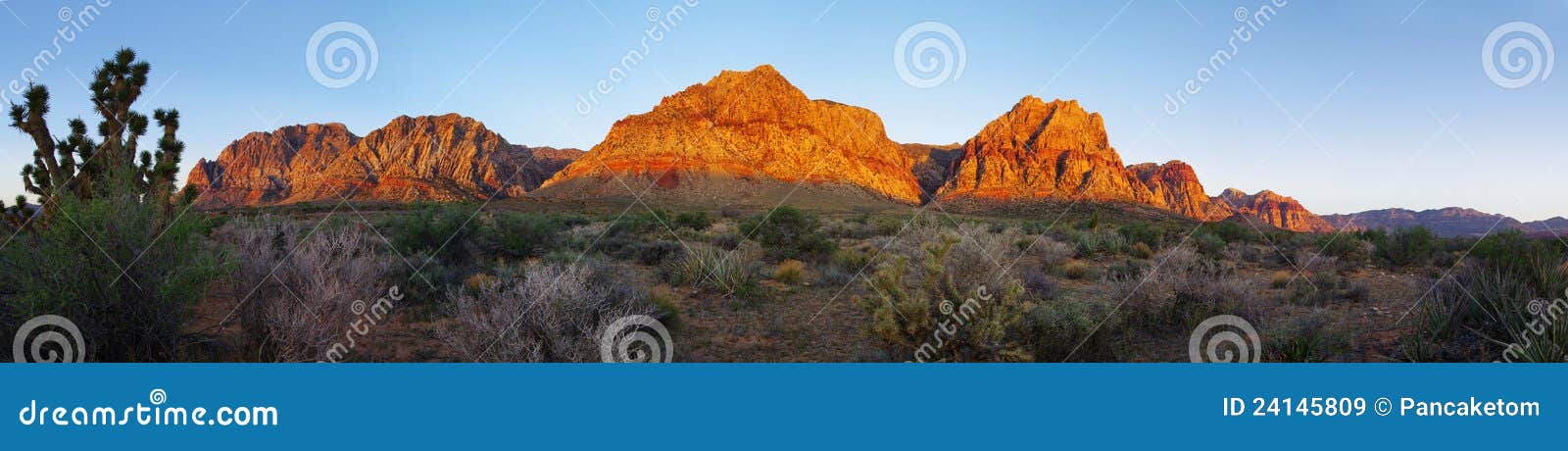 Red Rock desert at sunrise stock image. Image of panoramic - 24145809