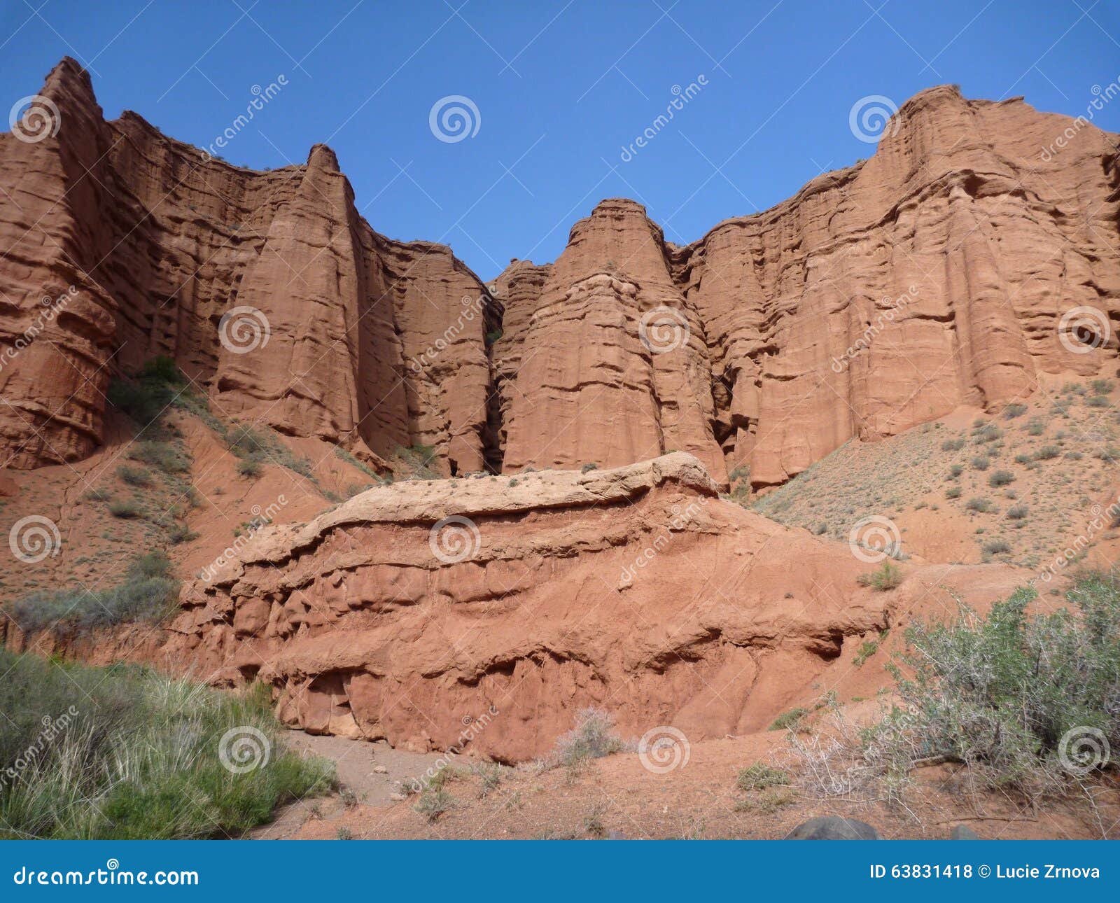 Red Rock Formations in Canyon Konorchek in Kyrgyzstan Stock Photo ...
