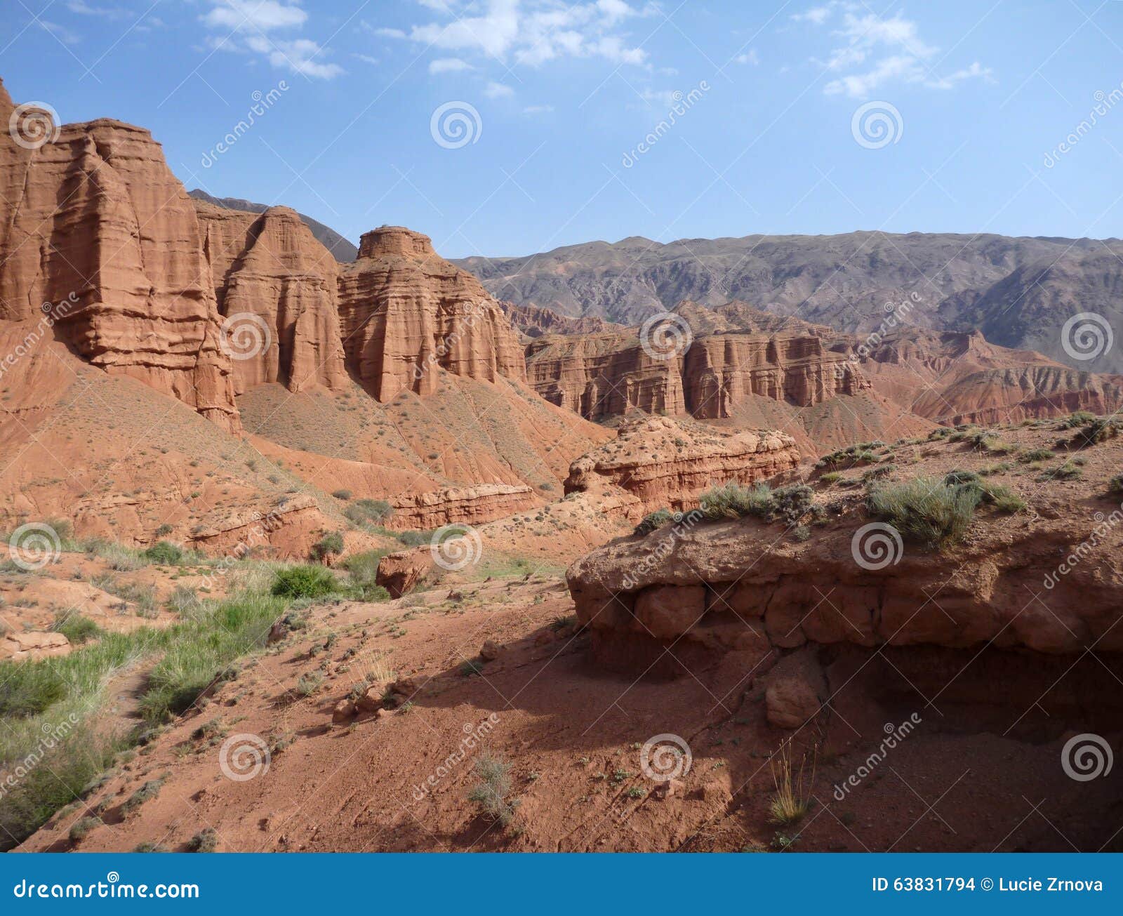 Red Rock Formations in Canyon Konorchek in Kyrgyzstan Stock Photo ...