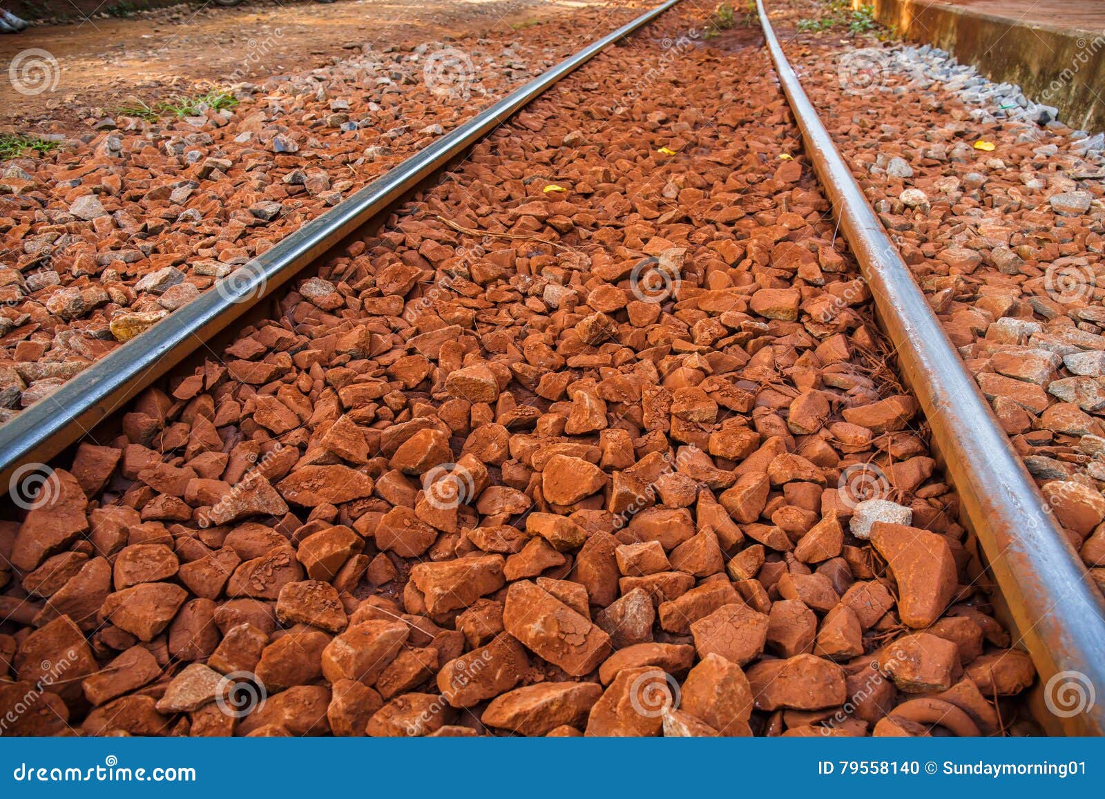 Red Rock and Railway Tracks , Stone Background Stock Photo - Image of ...