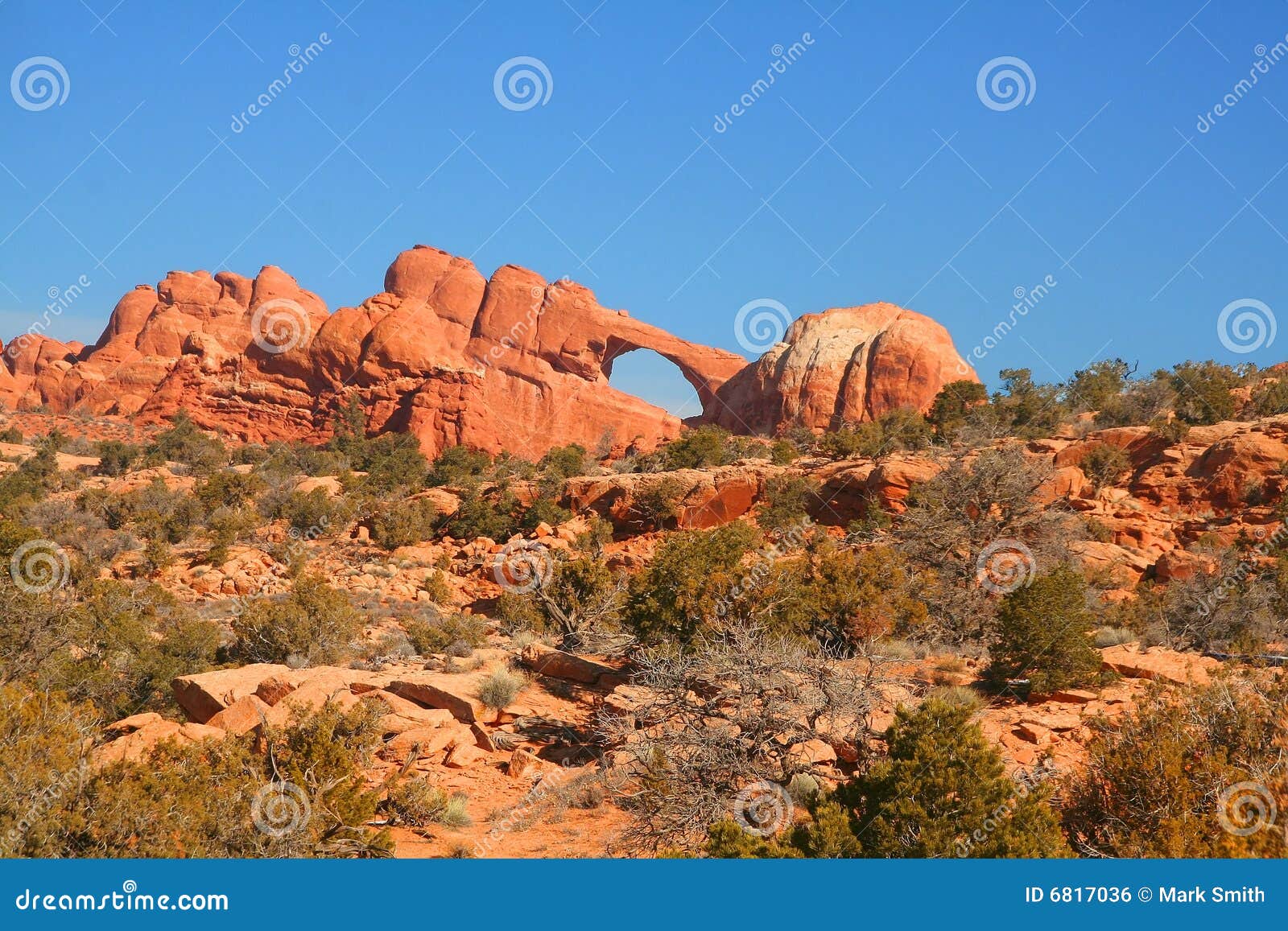 Red Rock Skyline Arch stock photo. Image of redrock, background - 6817036