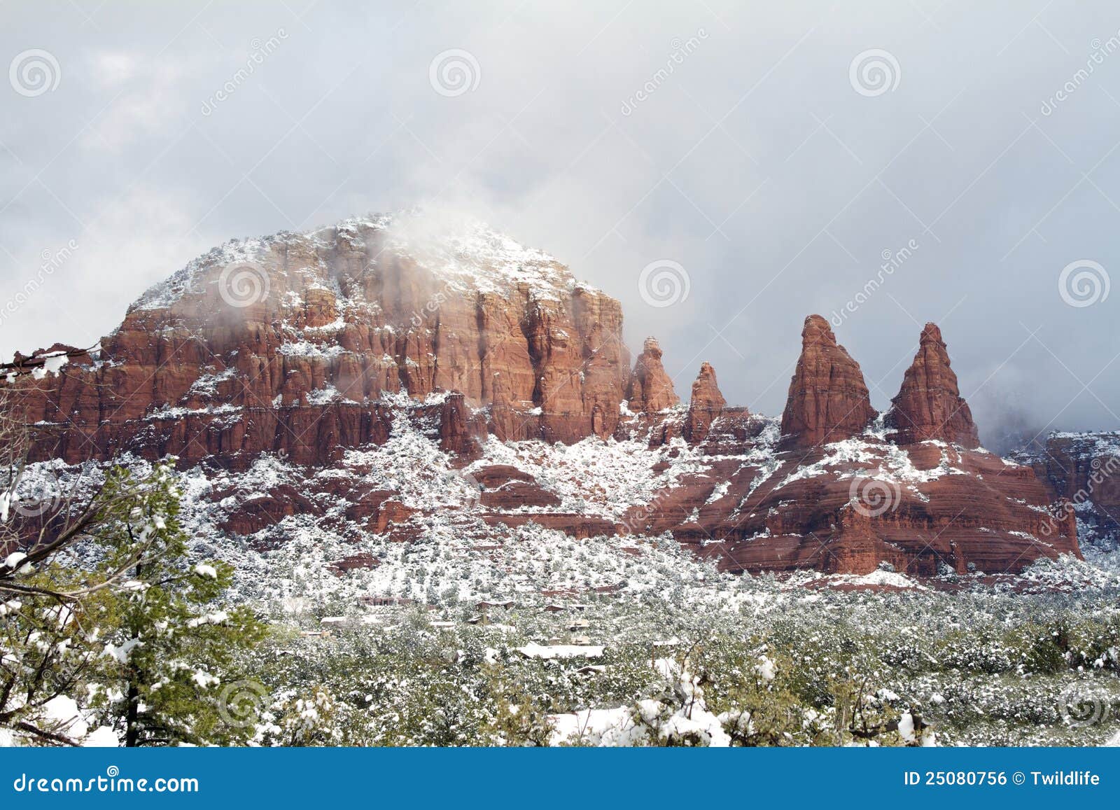 Red Rock Snow stock photo. Image of rock, arizona, nature - 25080756