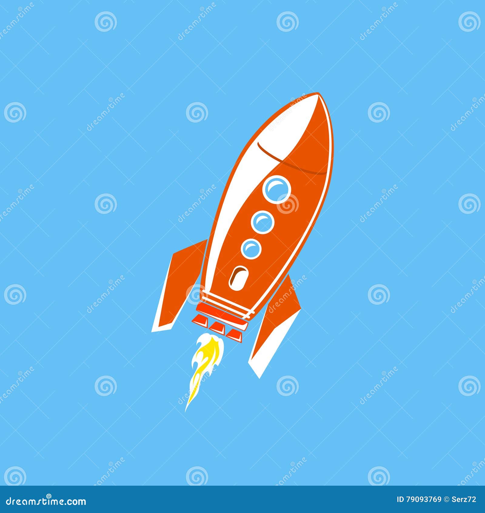 Red Rocket on Blue Background Stock Vector - Illustration of ship ...
