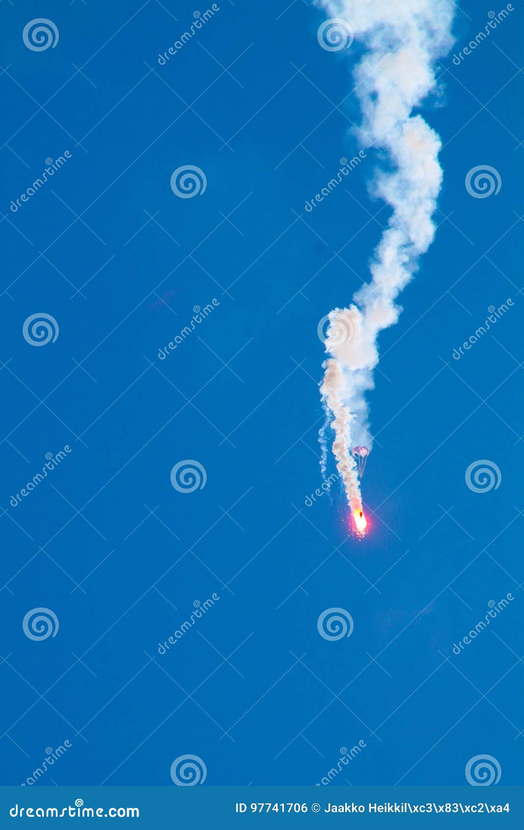 A red rocket in blue sky stock photo. Image of train - 97741706