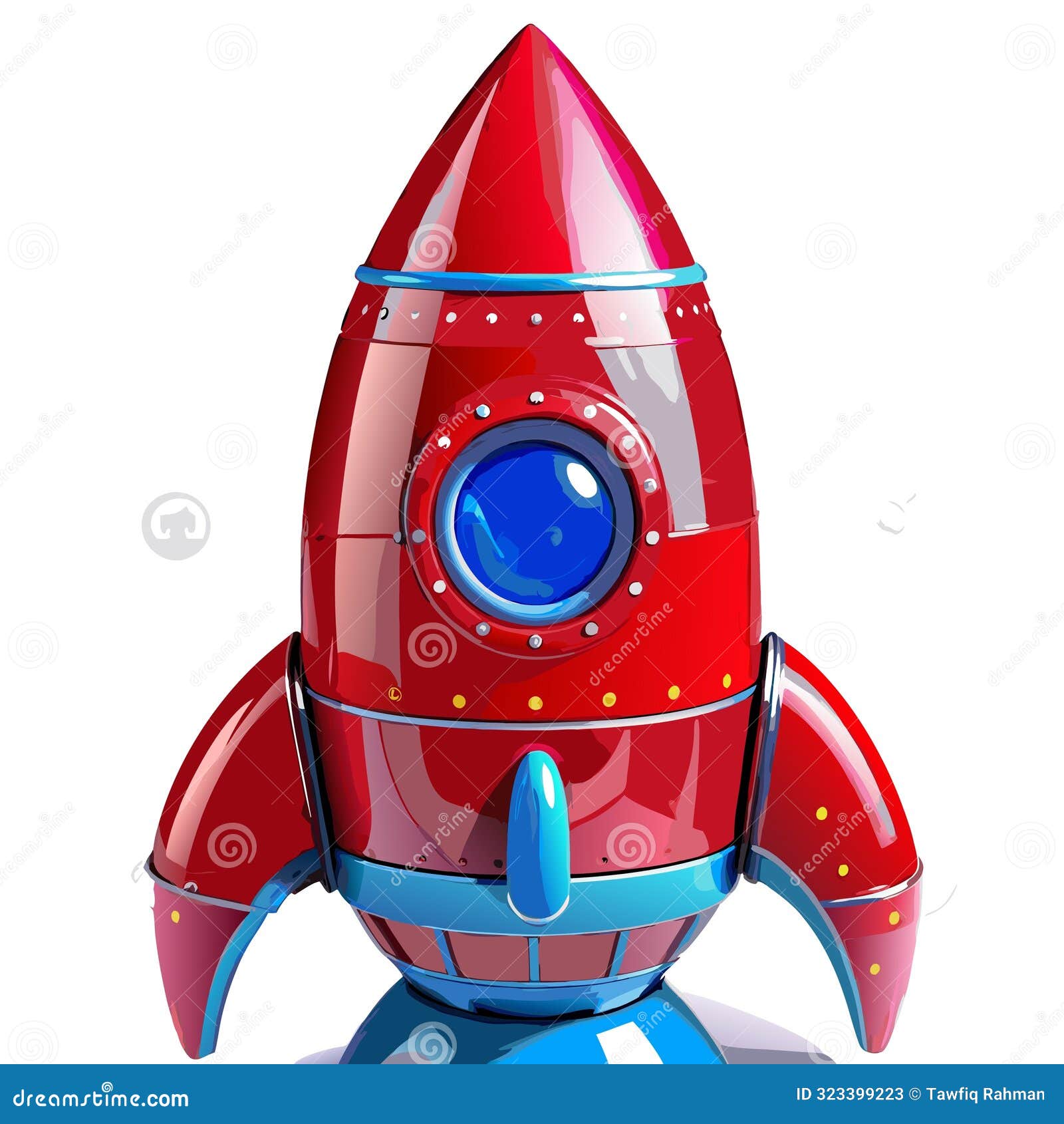 Red Rocket 3D Illustration Isolated on White Background Stock ...