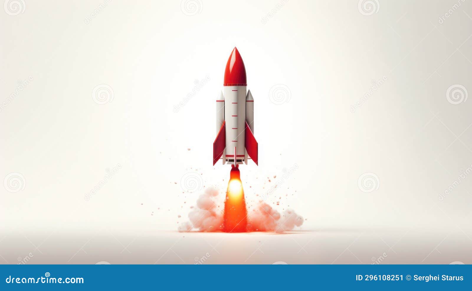 A Red Rocket is Flying into the Air, AI Stock Illustration ...