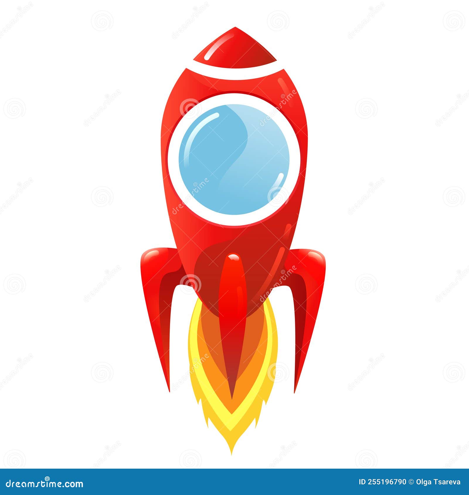 Red Rocket Flying Vector Illustration Isolated on White Stock Vector ...