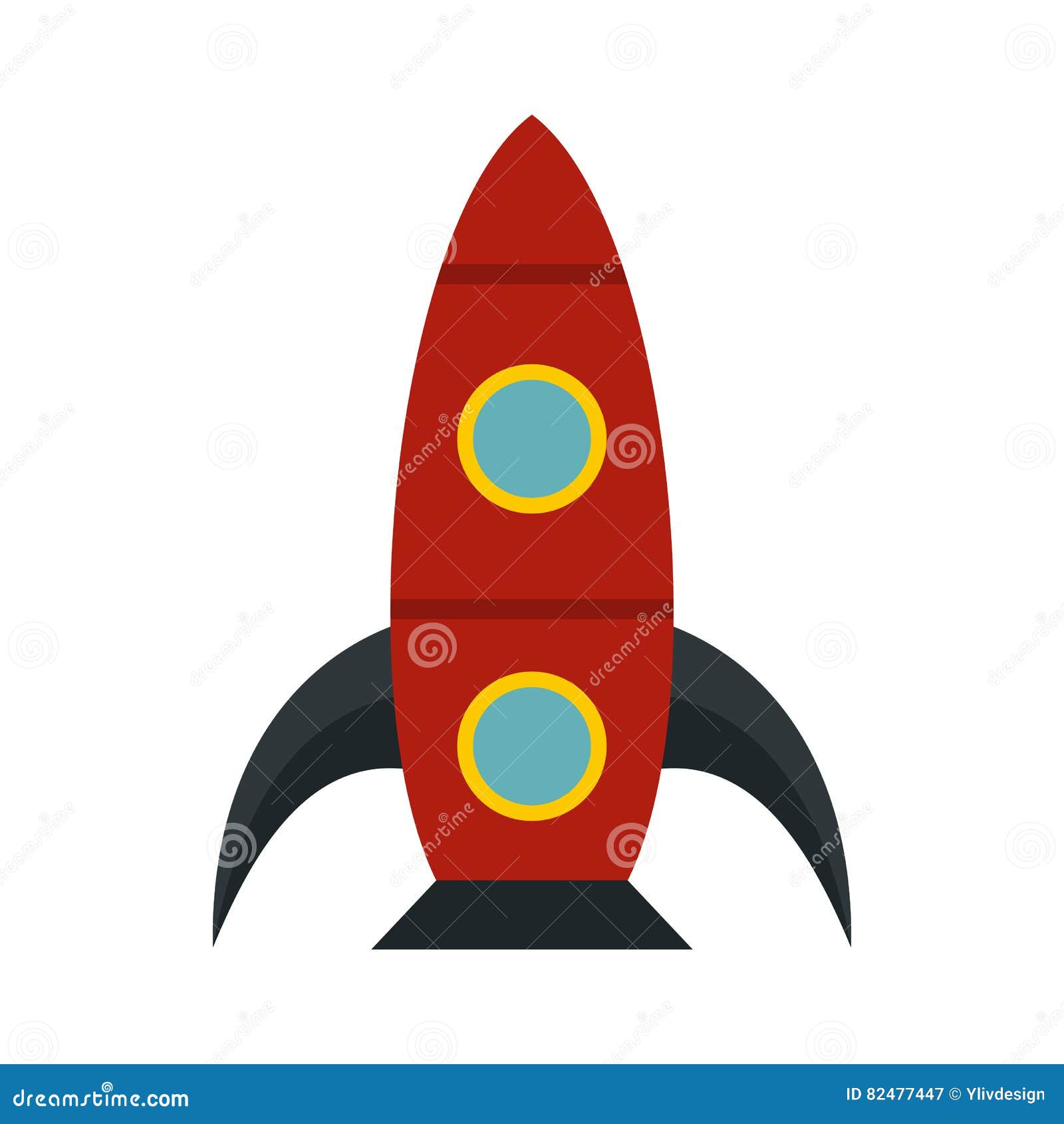 Red Rocket Icon, Flat Style Stock Vector - Illustration of progress ...