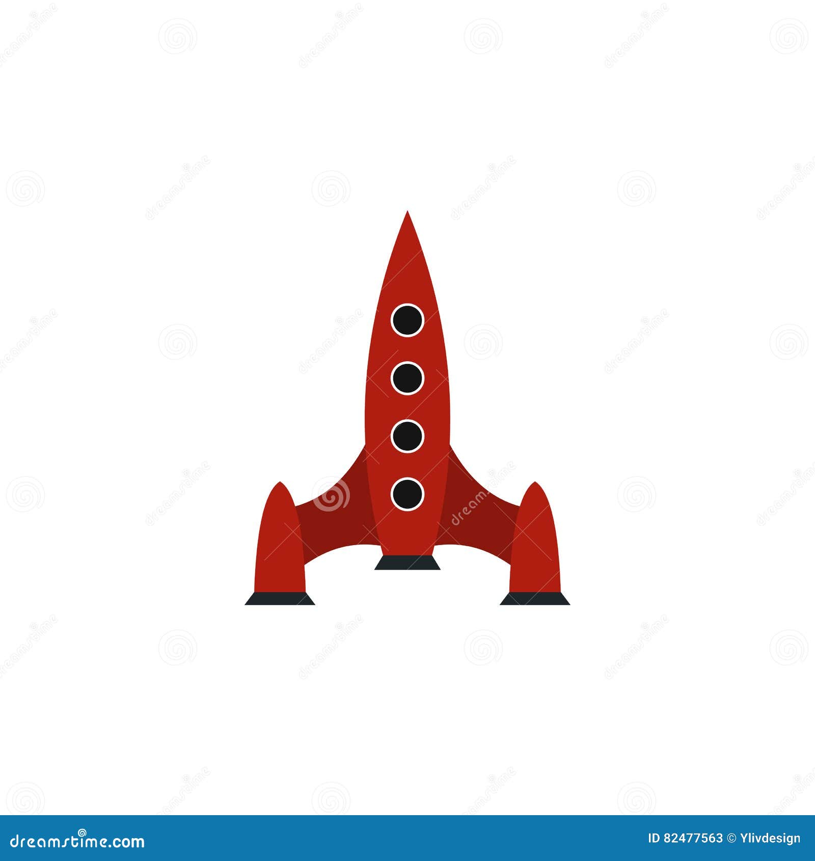 Red Rocket Icon, Flat Style Stock Vector - Illustration of fantasy ...