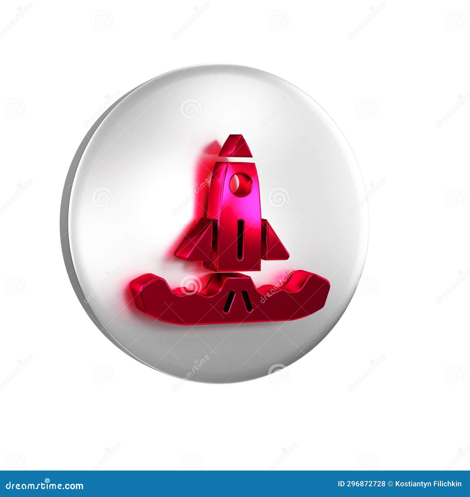 Red Rocket Icon Isolated on Transparent Background. Silver Circle ...