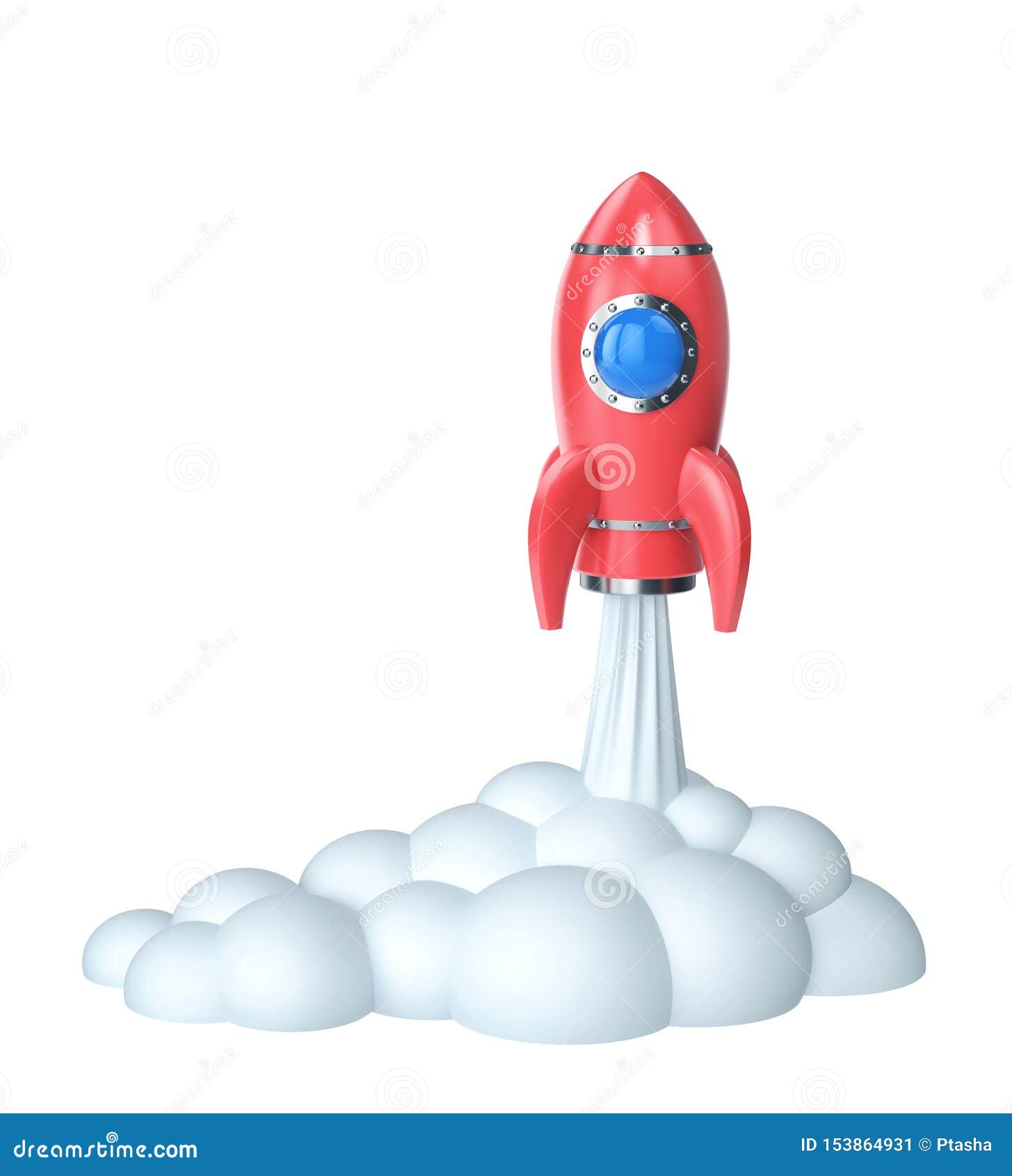 Red Rocket Launch Isolated on White. Clipping Path Included Stock ...