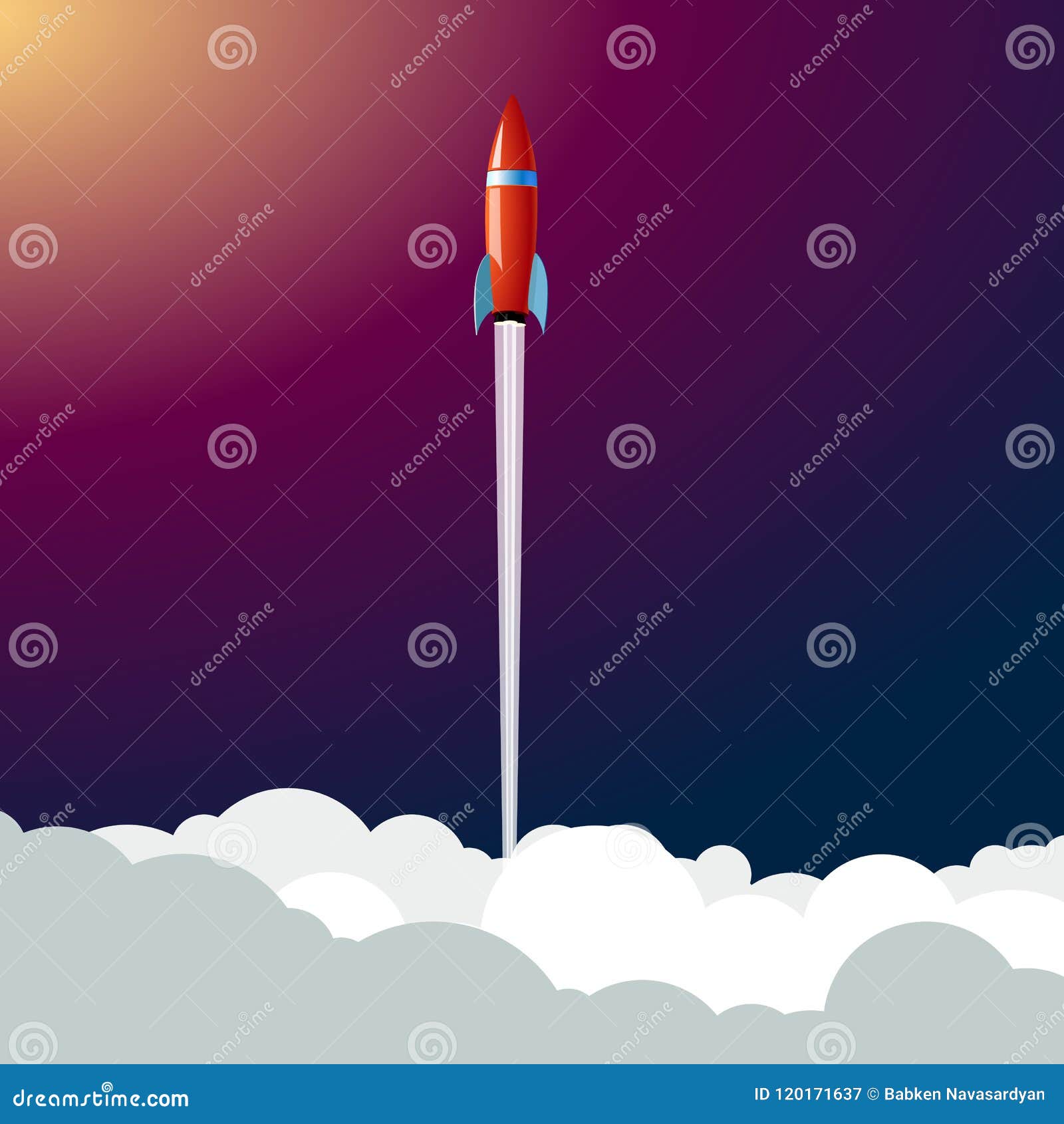 Red Rocket Launch stock vector. Illustration of spaceship - 120171637