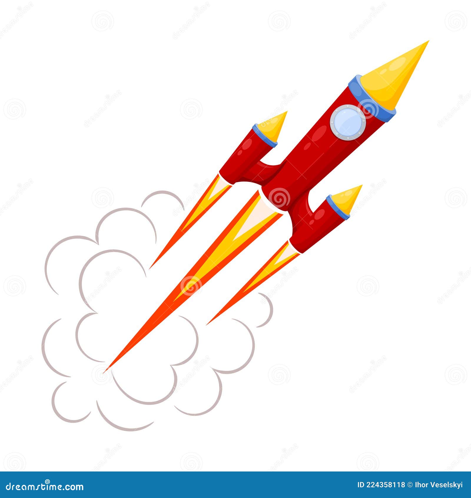 Red Rocket in Motion Isolated on White Background. Vector Illustration ...