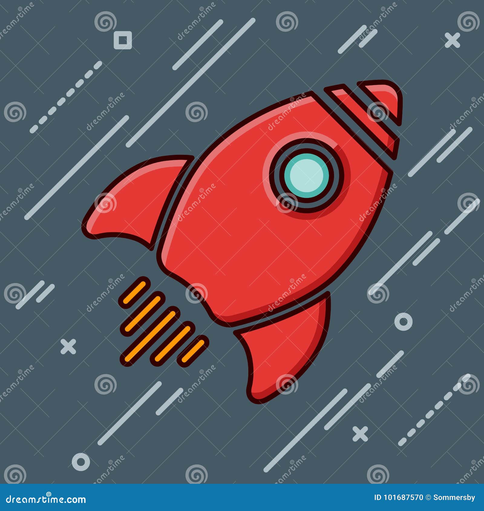 Red rocket ship stock vector. Illustration of shuttle - 101687570