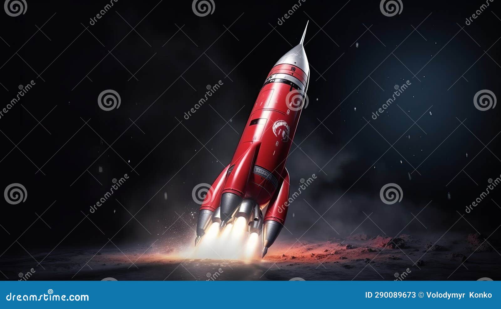 A Red Rocket Soaring through the Sky with a Trail of Flames Behind it ...