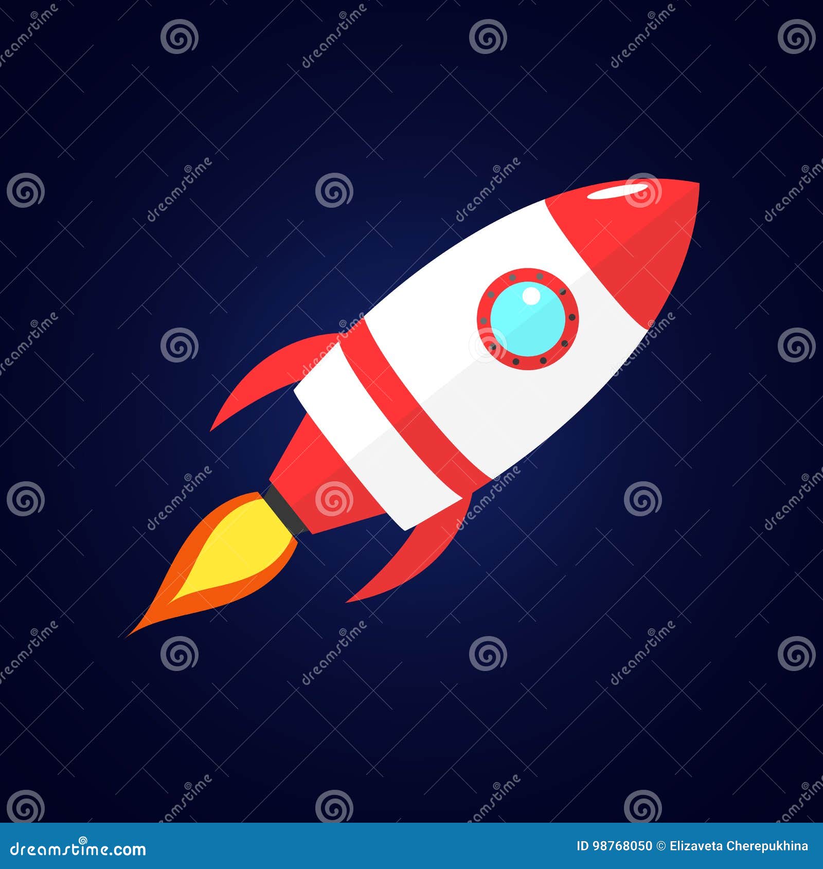 Red Rocket in Space. Spaceship. Stock Vector - Illustration of fire ...