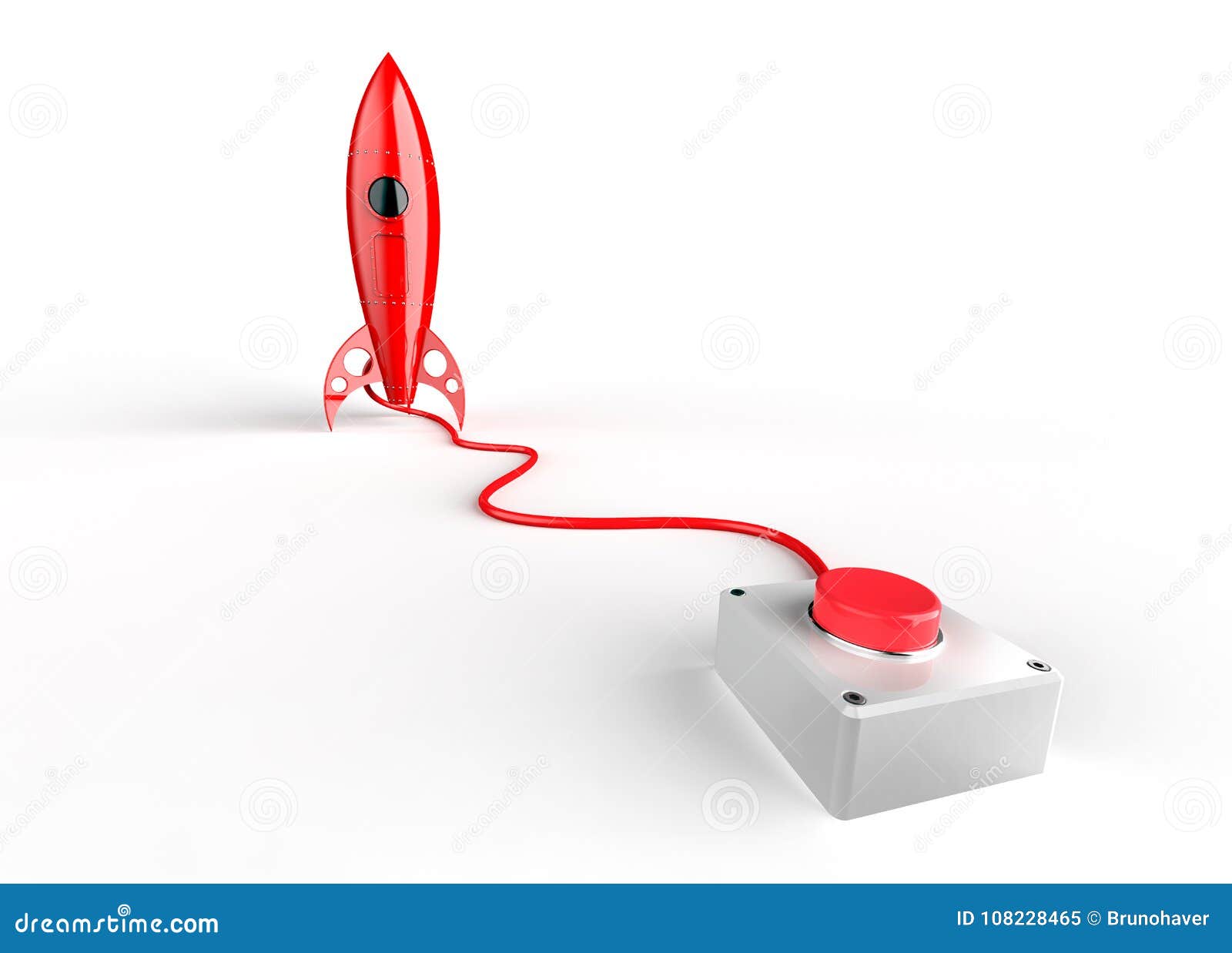 Red Rocket with Start Button. Stock Illustration - Illustration of ...