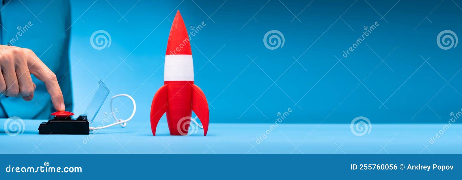Red Rocket Start and Launch Button for Career Stock Photo - Image of ...