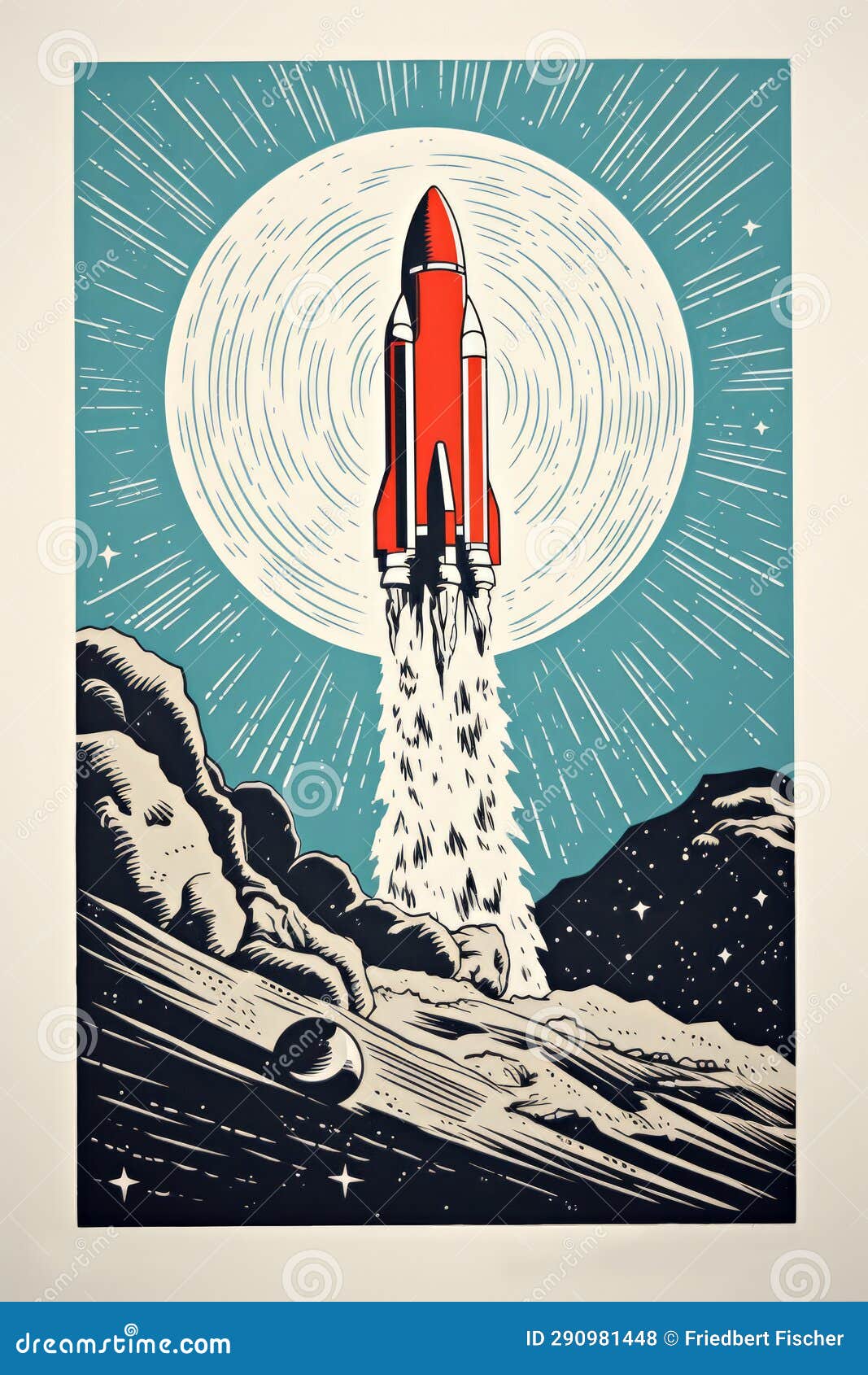 A Red Rocket Taking Off into the Sky. Stock Photo - Image of night ...