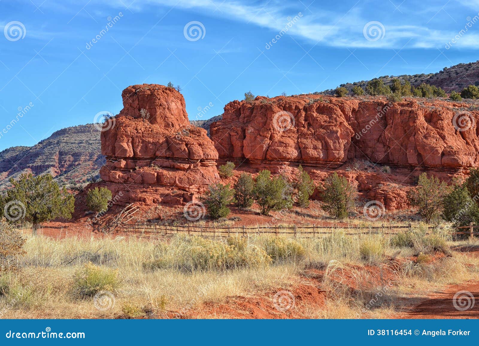Red Rocks in Jamez, New Mexico Stock Photo - Image of landscape, fence ...