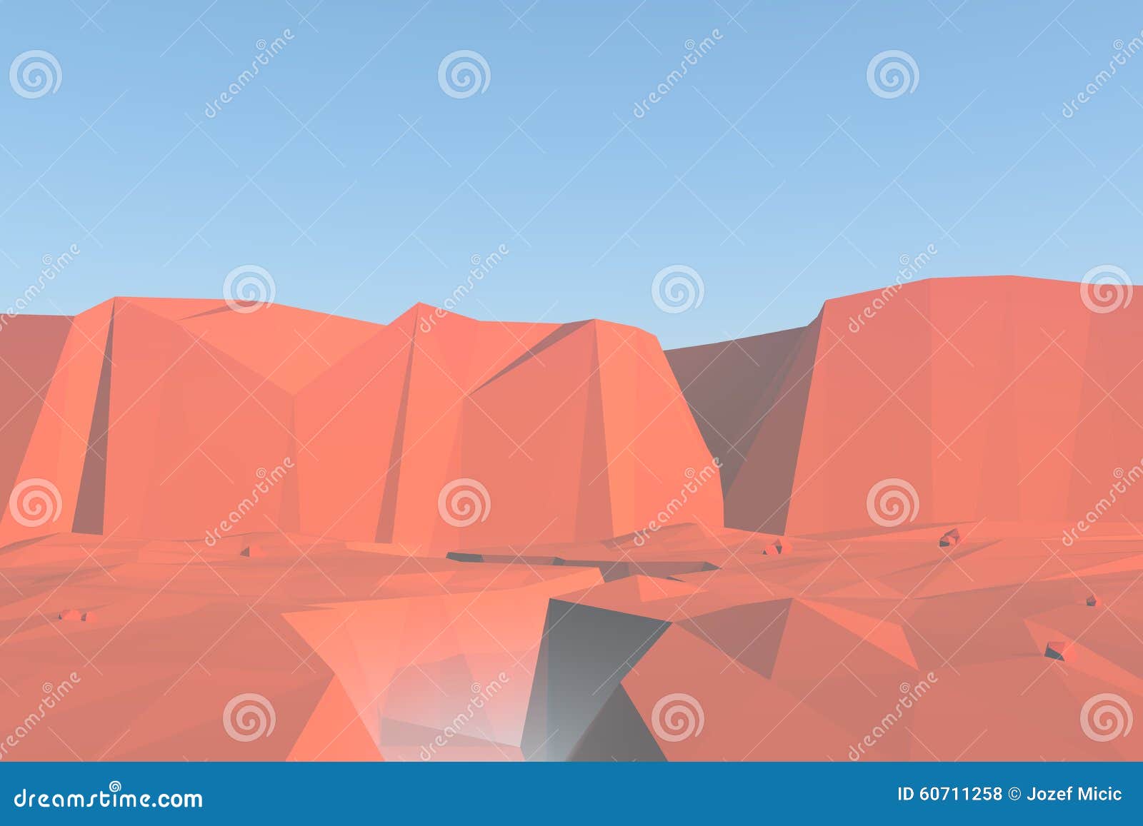 Red Rocks Low Poly Canyon Landscape with Cliffs Stock Illustration ...