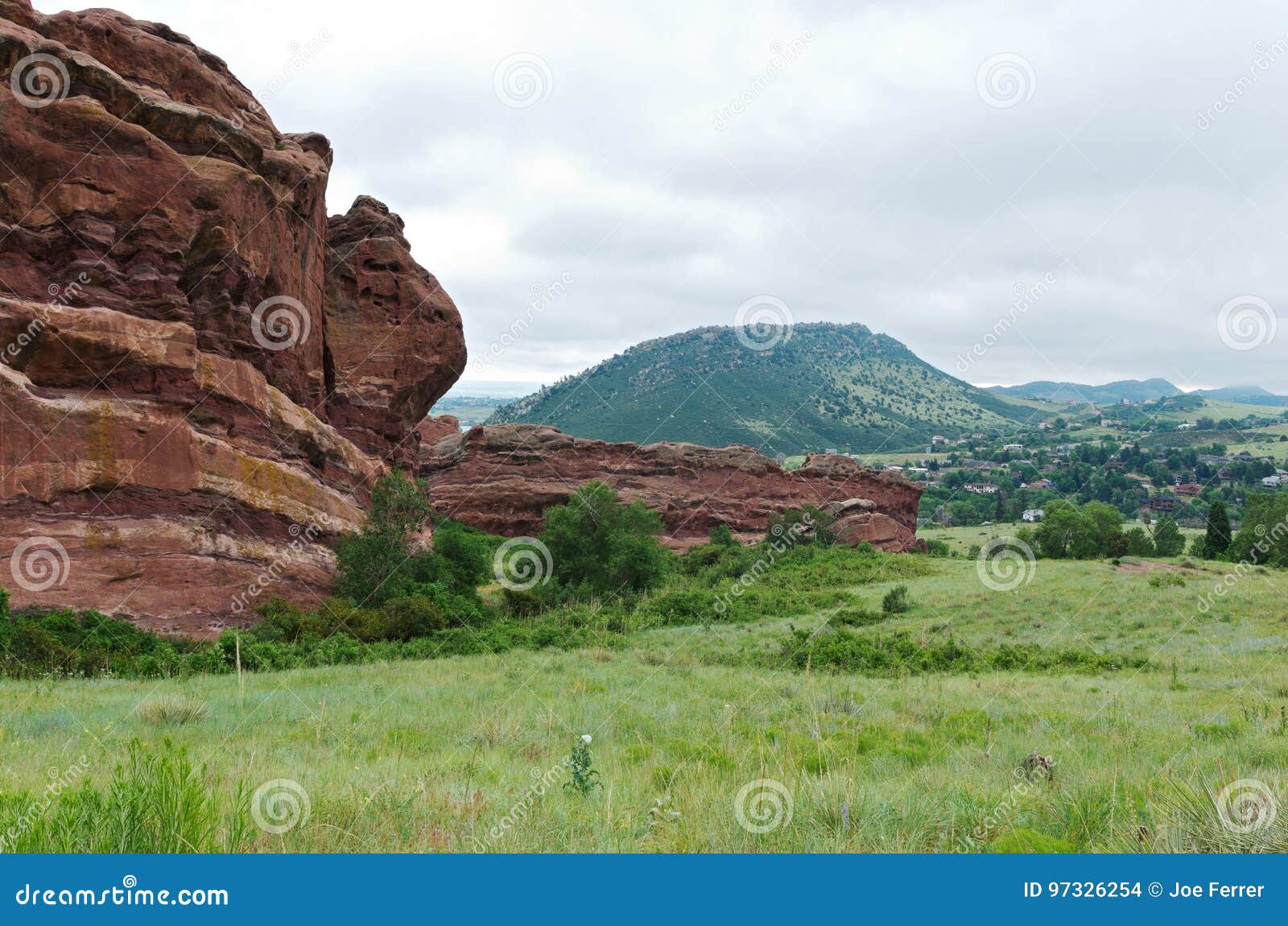 Red Rocks Park and Mountain Range Stock Photo - Image of rocks ...