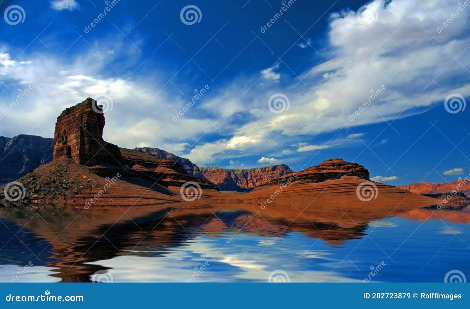 Red Rocks View. Desert Water Stock Illustration - Illustration of ...