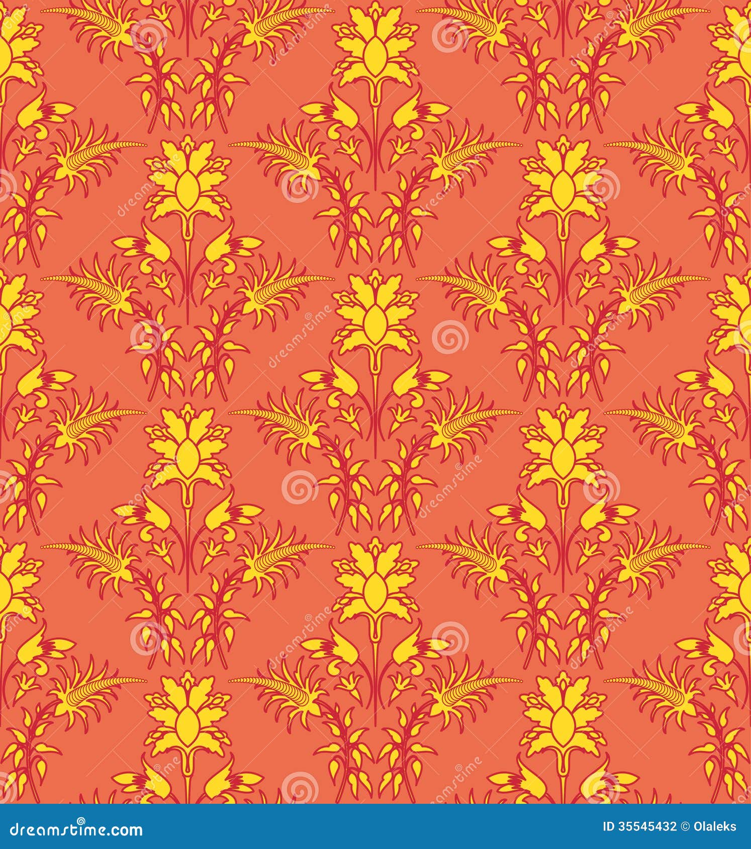 Red rococo floral pattern stock vector. Illustration of style - 35545432