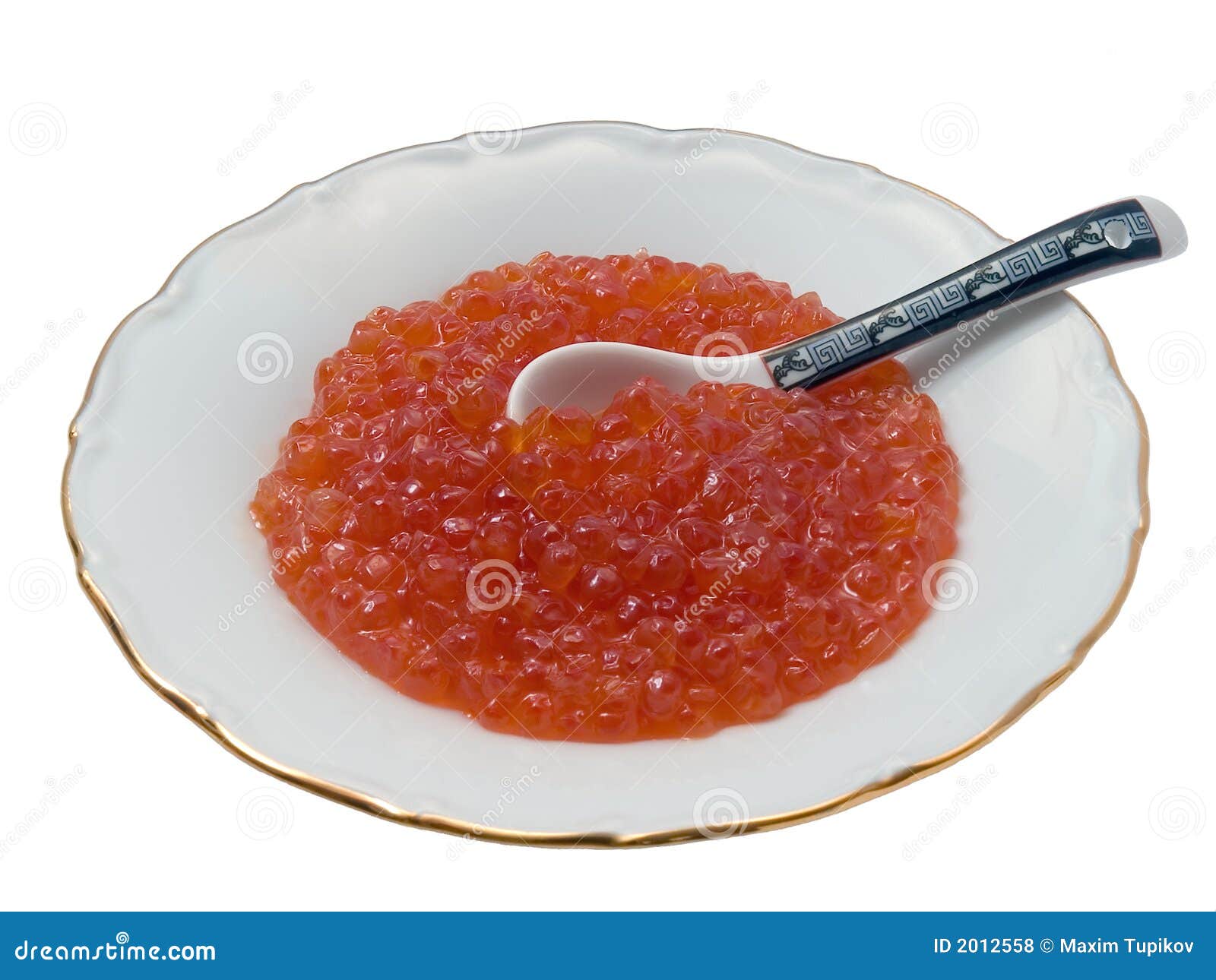 Red Roe on Plate with Spoon Stock Photo - Image of good, microscopic ...