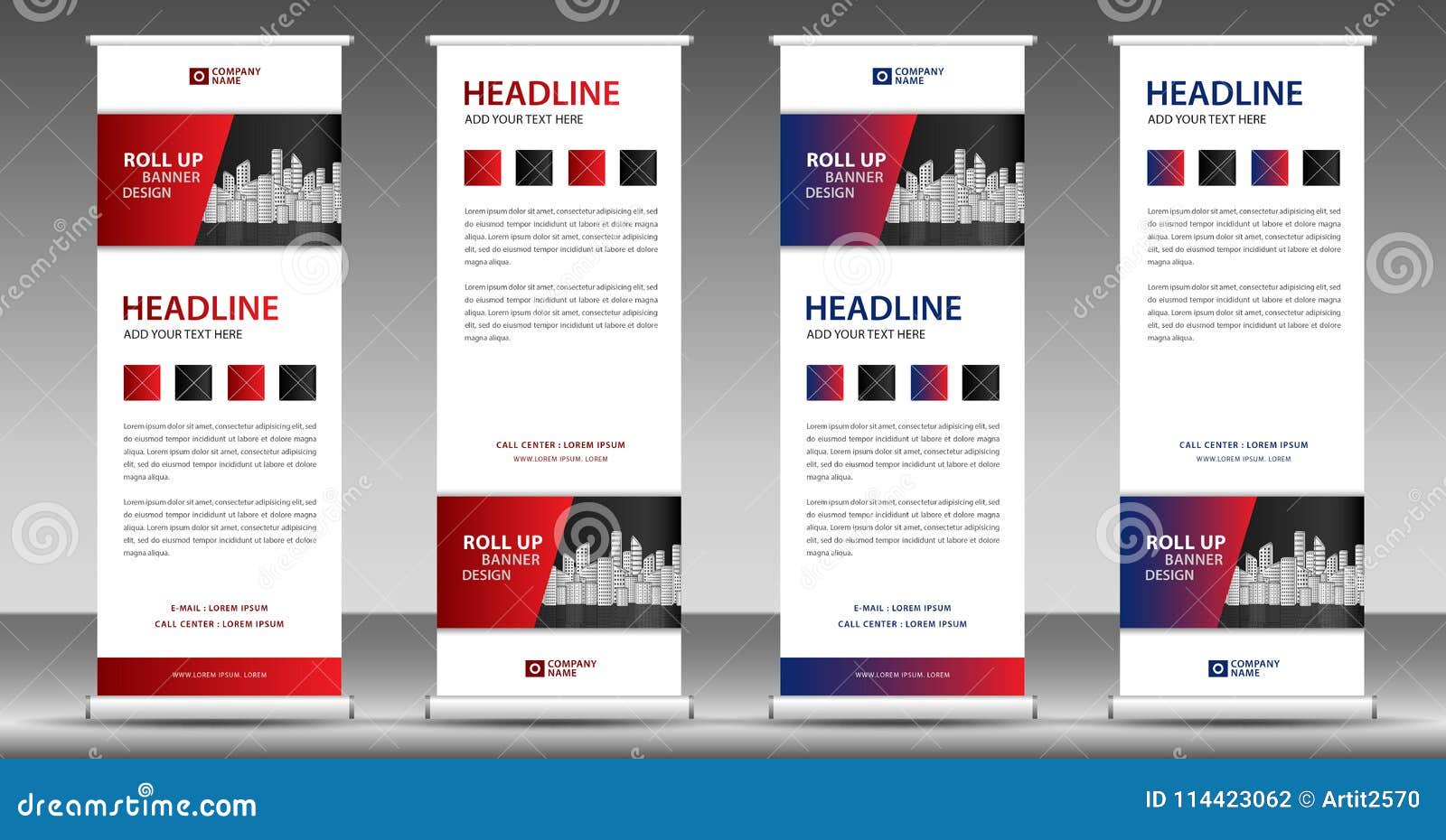 Red Roll Up Banner Template, Stand Design, Pull Up, Display Stock ...