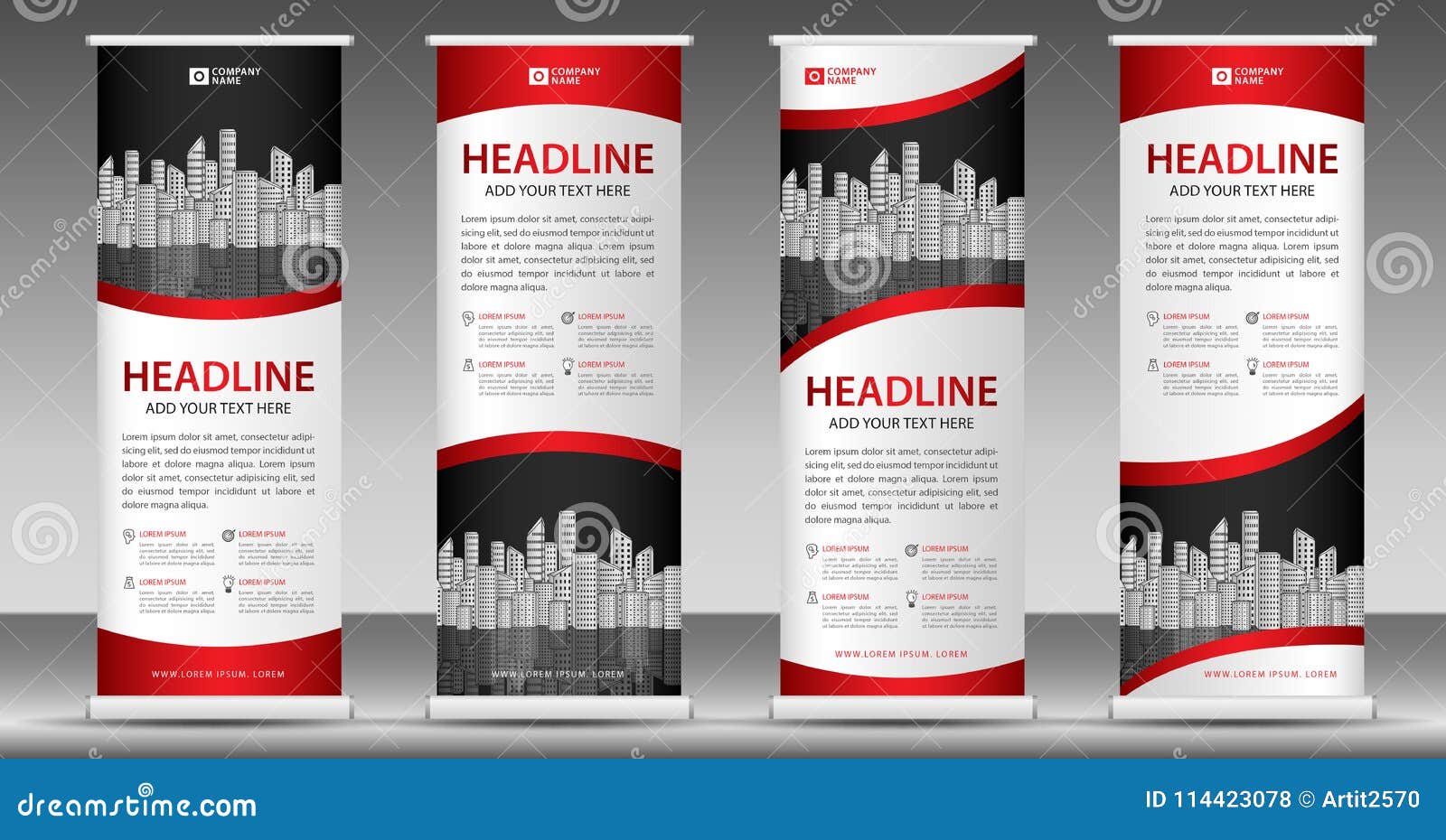 Red Roll Up Banner Template, Stand Design, Pull Up, Display Stock ...