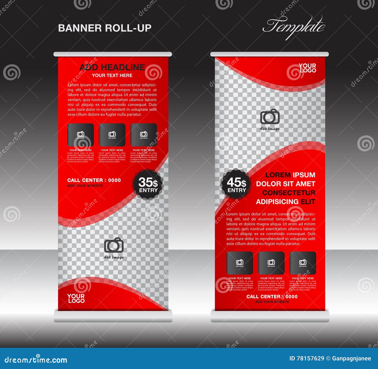 Red Roll Up Banner Template, Stand Template, Stand Design, Banner ...