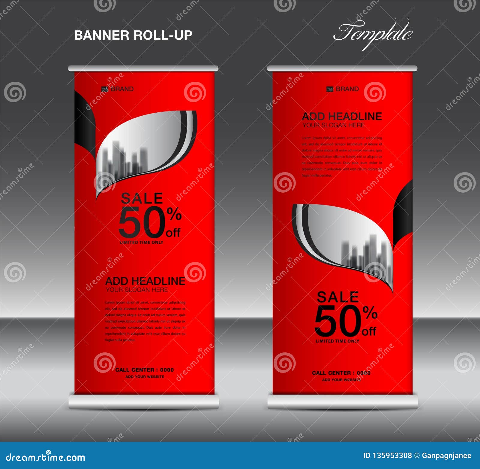 Red Roll Up Banner Template Vector, Advertisement, X-banner, Poster ...