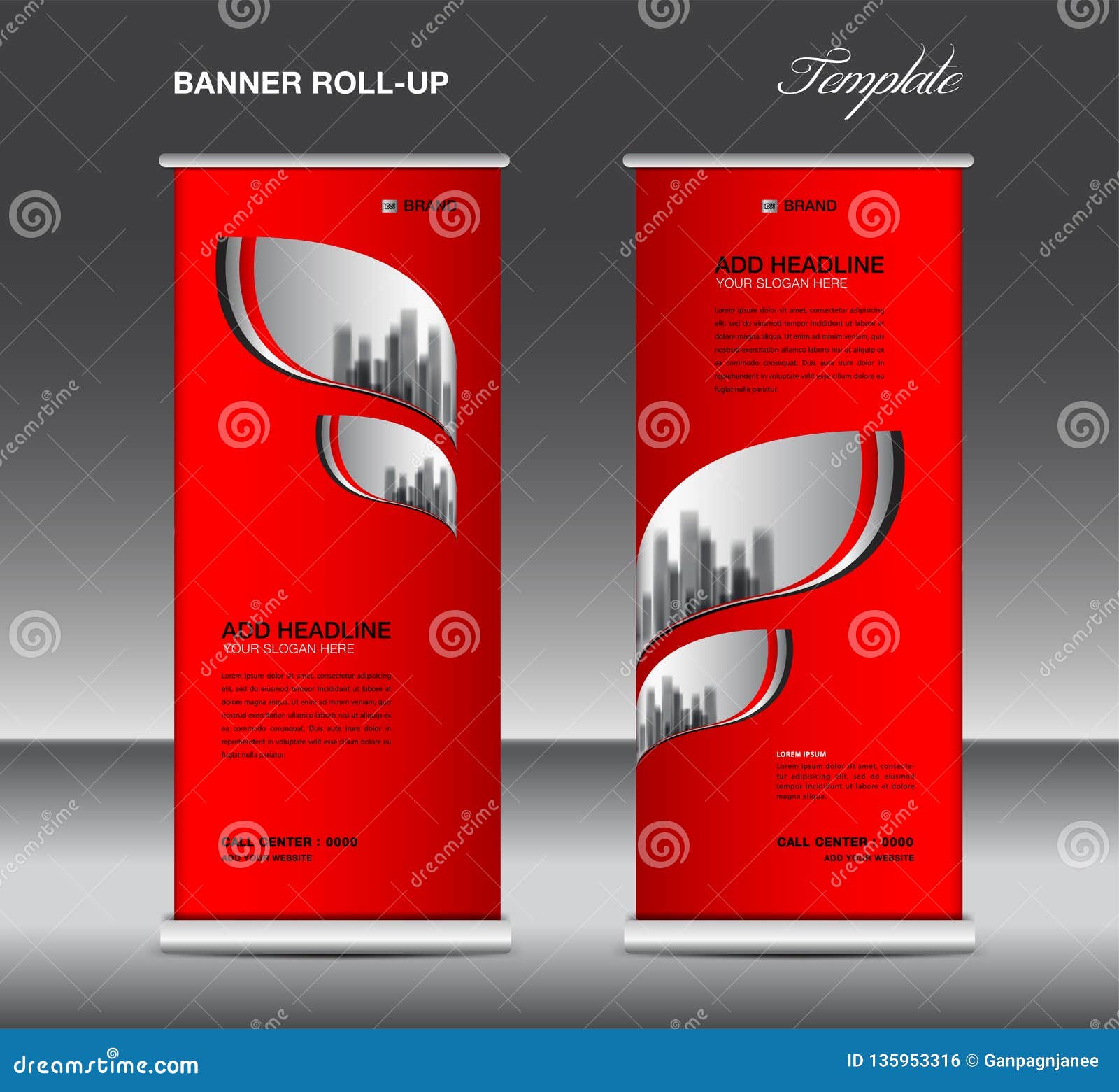 Red Roll Up Banner Template Vector, Advertisement, X-banner, Poster ...