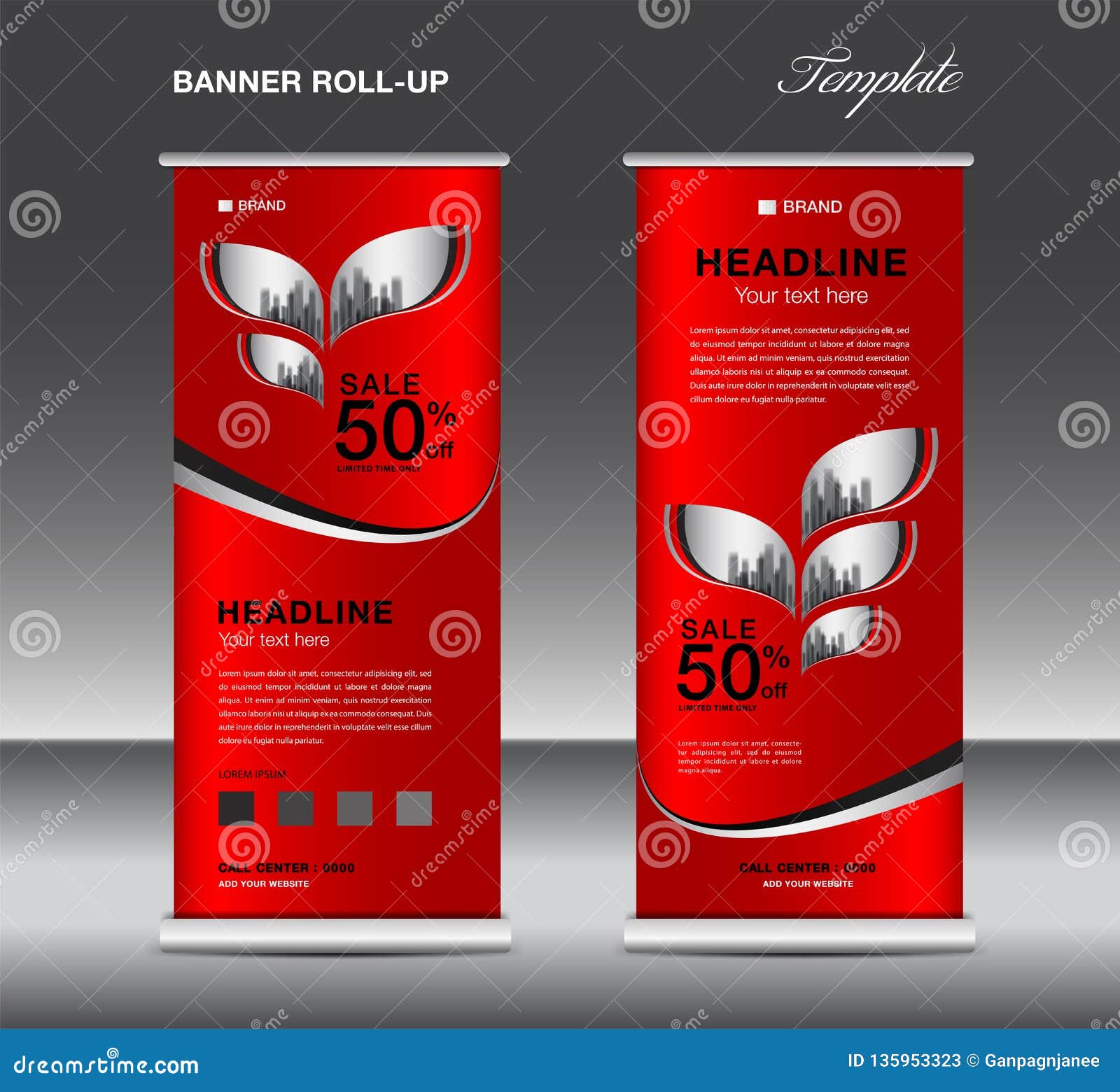 Red Roll Up Banner Template Vector, Advertisement, X-banner, Poster ...