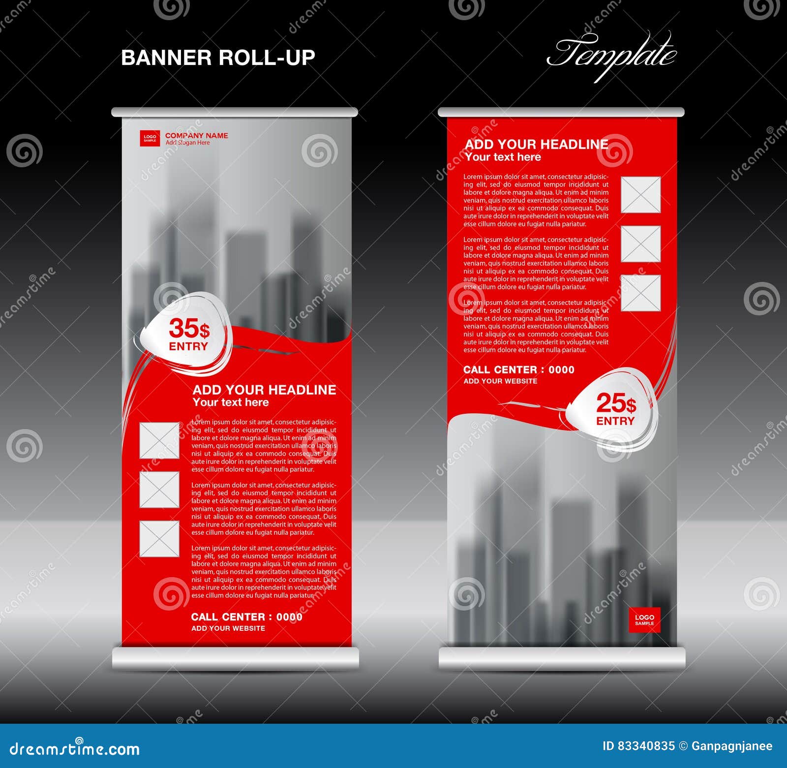 Red Roll Up Banner Template Vector, Flyer, Advertisement, Poster Stock ...