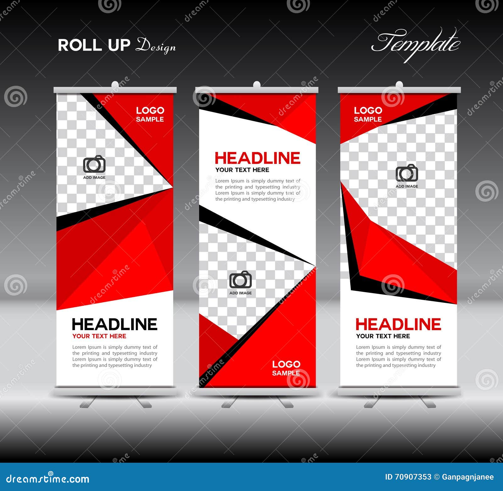 Red Roll Up Banner Template Vector Illustration Polygon Background ...