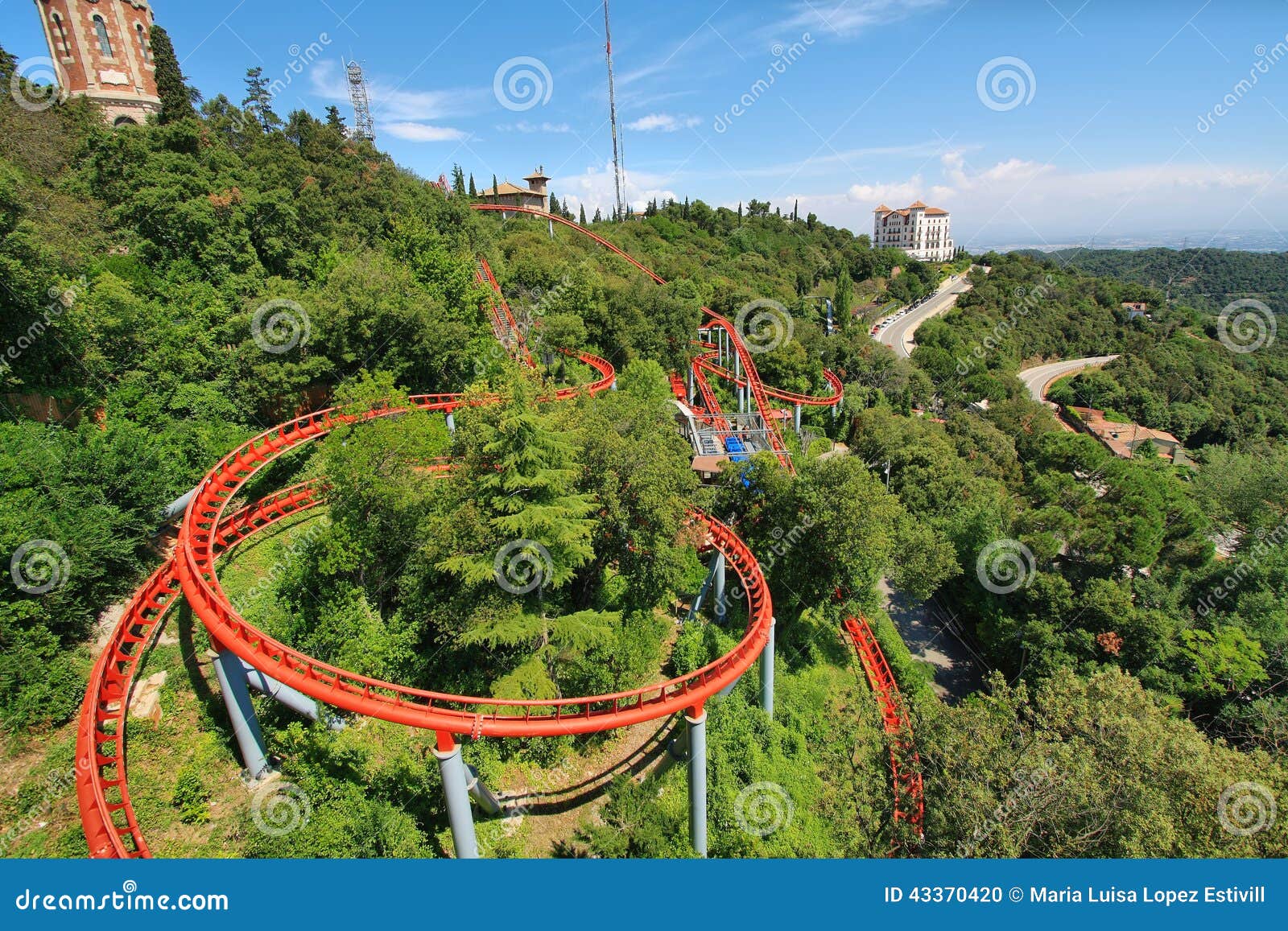 Red roller coaster i stock photo. Image of ride, landmark - 43370420