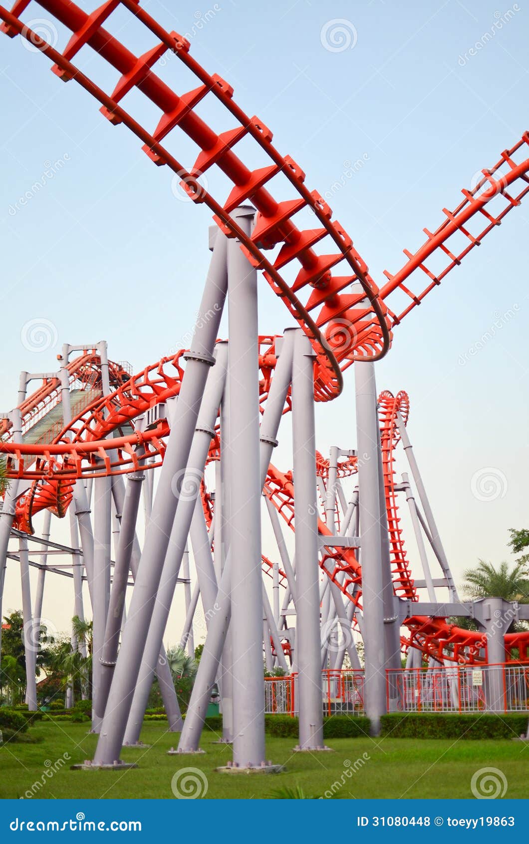 Red roller coaster stock photo. Image of park, colorful - 31080448